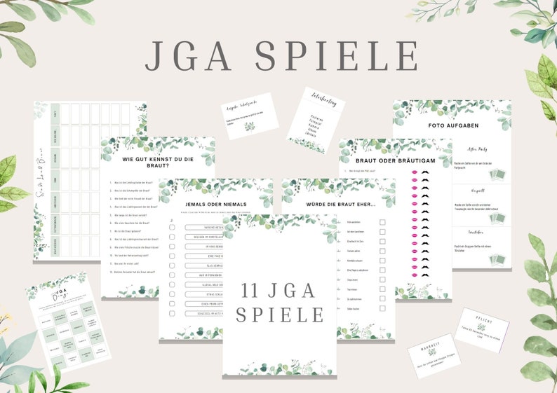 JGA Spiele Set für Frauen, 11 editierbare JGA Spiele ...
