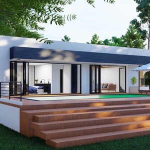 6x16 Meters Modern House FLOORPLAN 2 Bedrooms House Plan Modern Small ...
