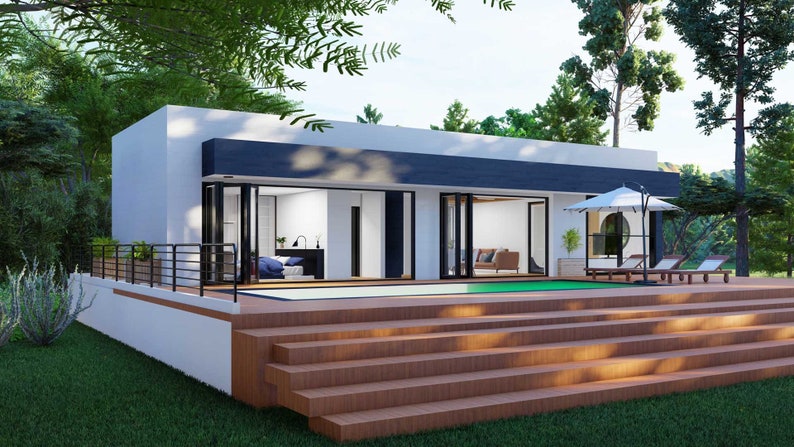 6x16 Meters Modern House FLOORPLAN 2 Bedrooms House Plan Modern Small ...