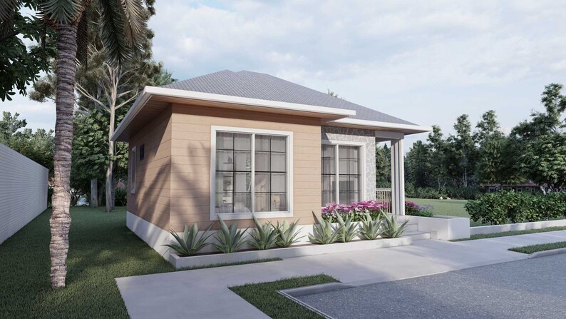 8x8 Meters Small House FLOORPLAN 2 Bedrooms House Plan Modern Small ...