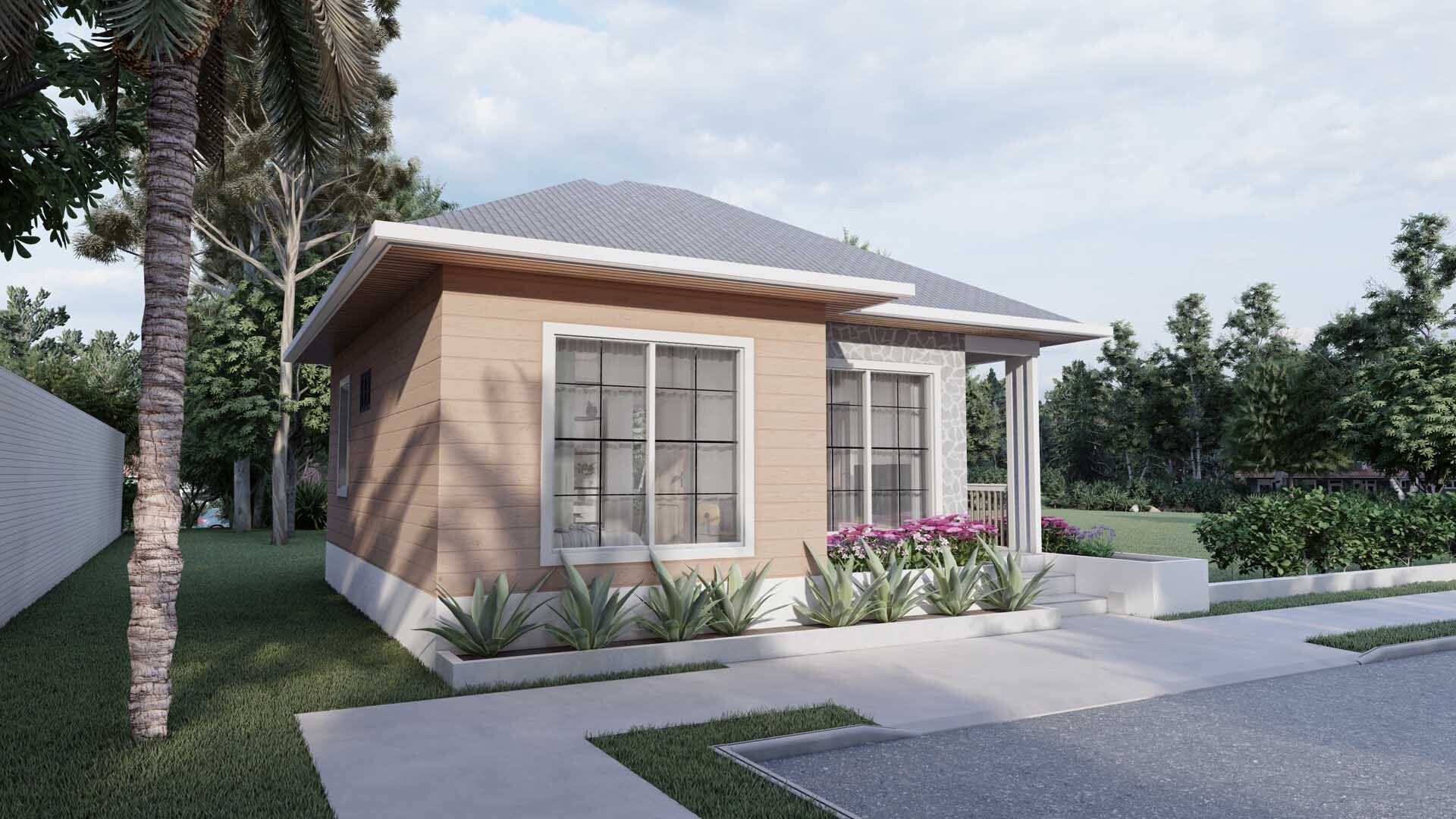 8x8 Meters Small House FLOORPLAN 2 Bedrooms House Plan Modern Small ...