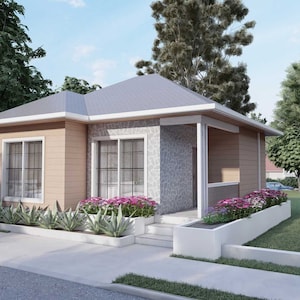 8x8 Meters Small House FLOORPLAN 2 Bedrooms House Plan Modern Small ...