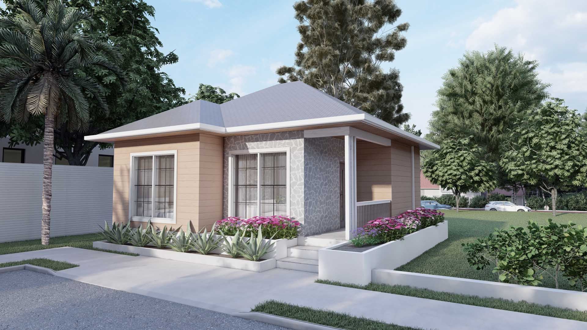 8x8 Meters Small House FLOORPLAN 2 Bedrooms House Plan Modern Small ...