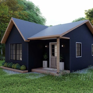 7x9 Meters Cabin House FLOORPLAN 2 Bedrooms House Plan Tiny House 1 ...