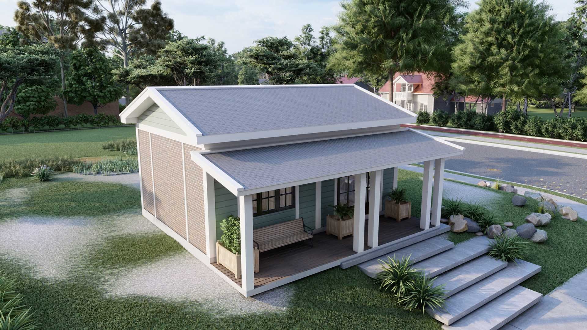 6x7 Meters Small House FLOORPLAN 1 Bedroom House Plan Modern Small ...