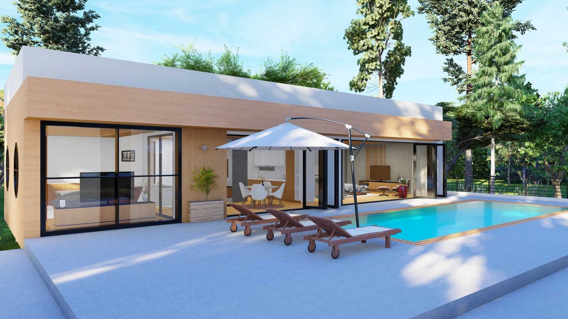 6x16 Meters Modern House FLOORPLAN 2 Bedrooms House Plan Modern Small ...