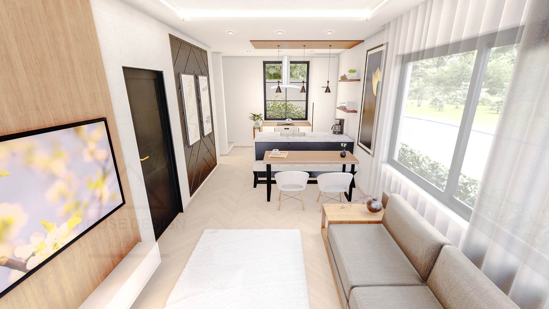 6x7 Meters Small House FLOORPLAN 3 Bedrooms House Plan Modern Small ...