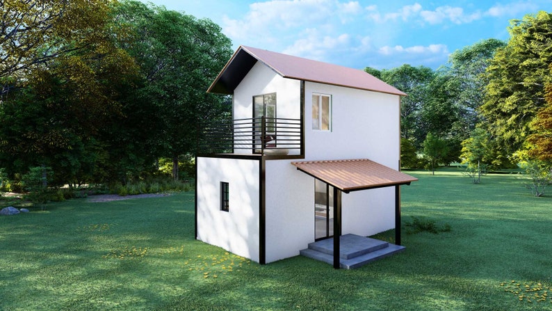 4x7 Meters Small House FLOORPLAN 1 Bedroom House Plan Modern Small ...