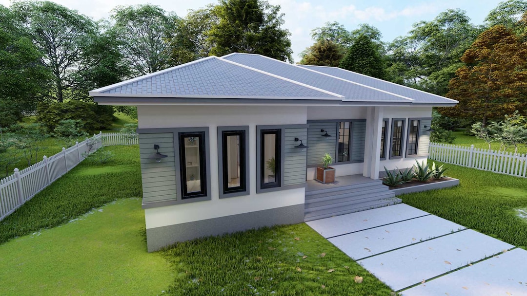 8x12 Meters Small House FLOORPLAN 3 Bedrooms House Plan Modern House 1 ...