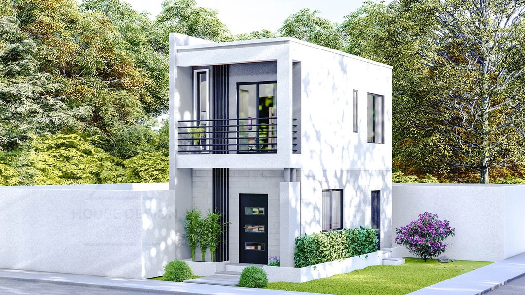 4x7 Meters Small House FLOORPLAN 2 Bedrooms House Plan Modern Small ...