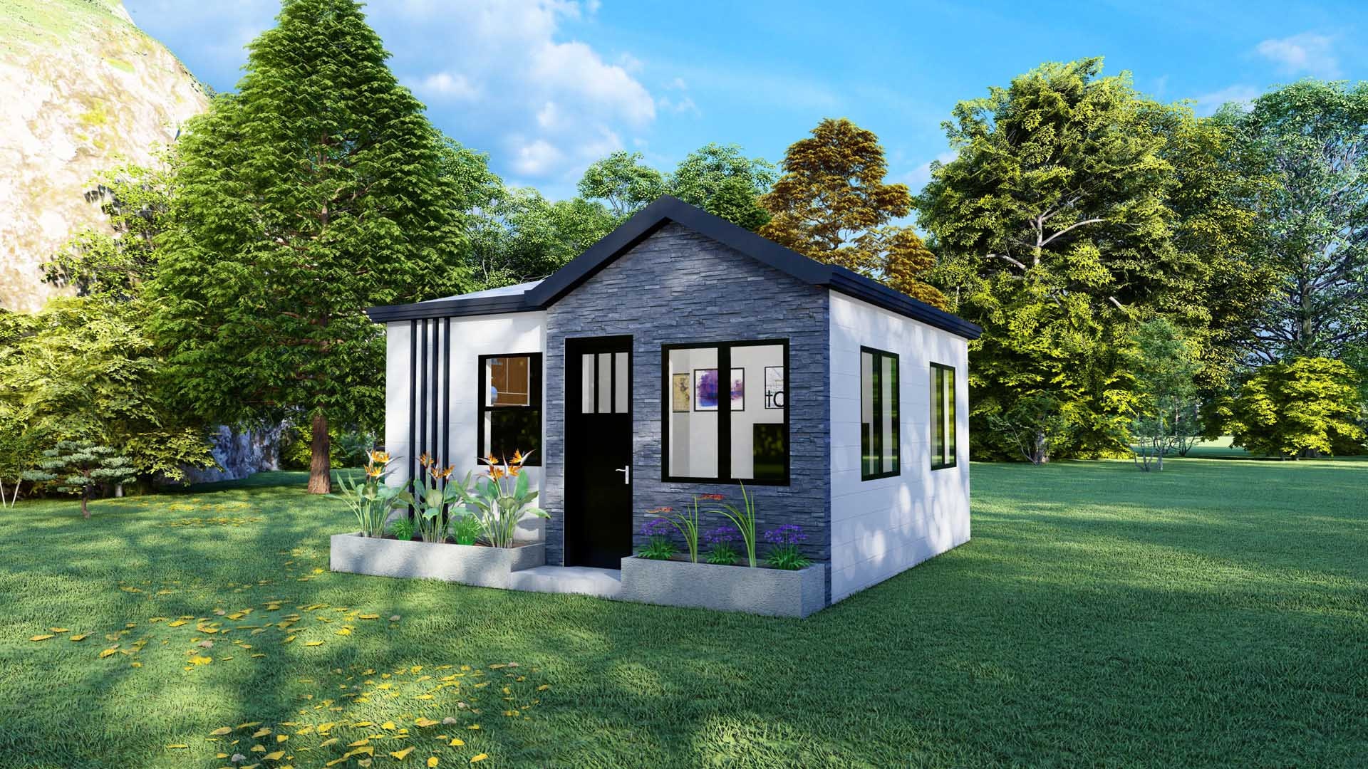 5x5 Meters Small House FLOORPLAN 1 Bedroom House Plan Modern Small ...