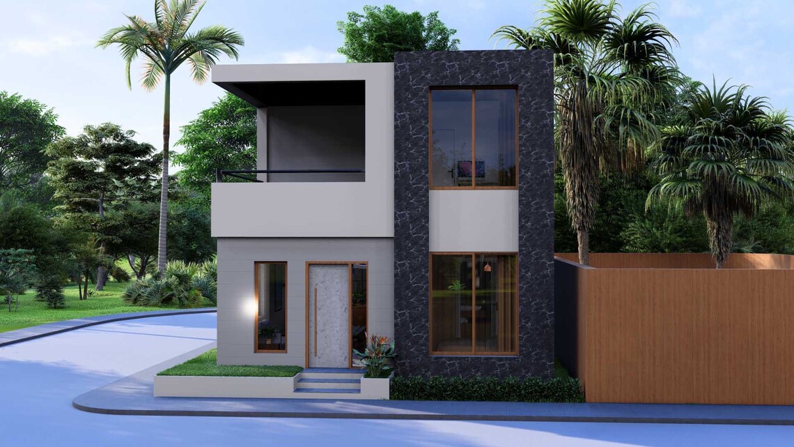 7x9 Meters Small House FLOORPLAN 3 Bedroom House Plan Modern Small ...