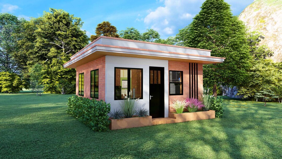 5x5 Meters Small House FLOORPLAN 1 Bedroom House Plan Modern Small ...