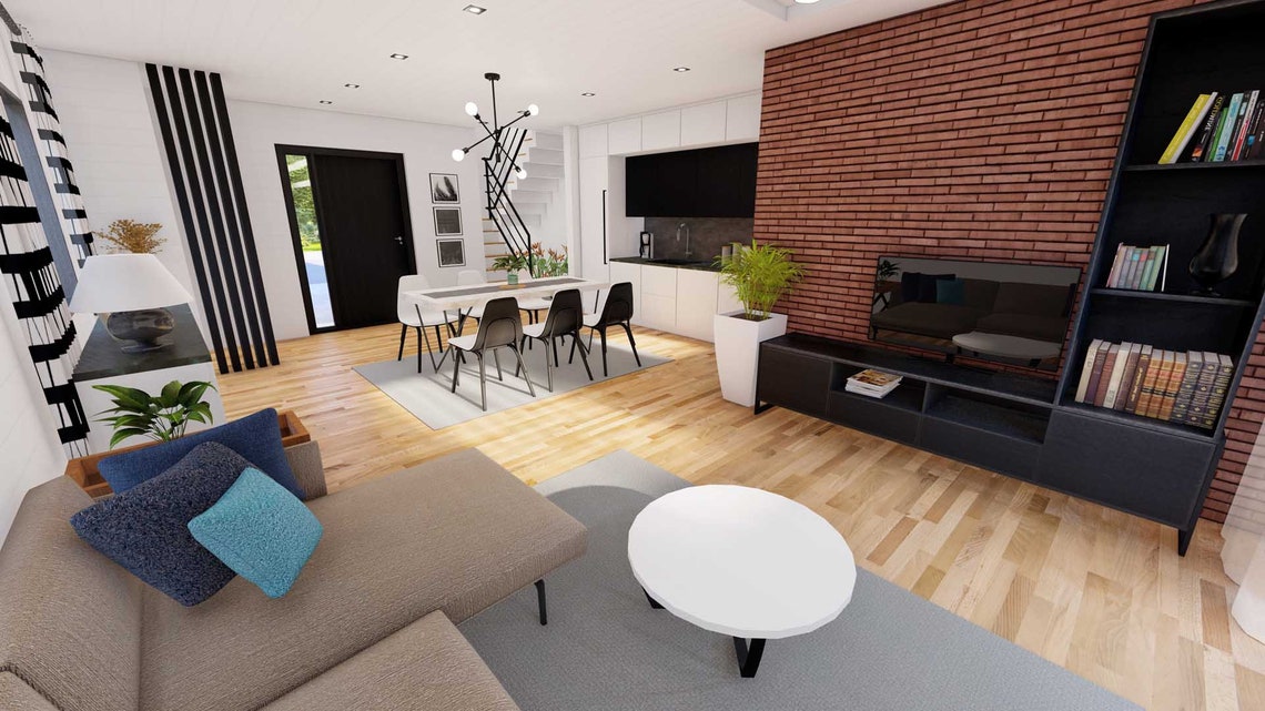 6x10 Meters House FLOORPLAN and ELEVATION 2 Bedroom House Plan Modern ...