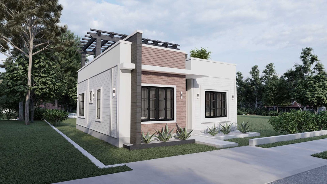 8x9 Meters Small House FLOORPLAN 1 Bedroom House Plan Modern Small ...