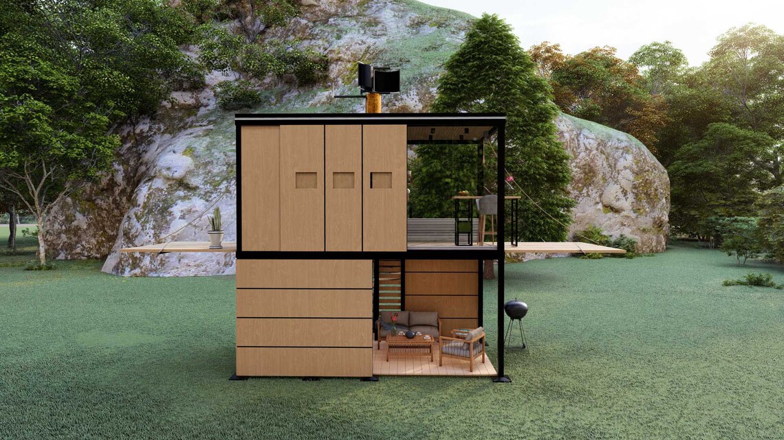 Tiny House Floorplan 2x4 Meters Small House Plan 1 Bedroom House Plan Small Cabin House 2 Story ...