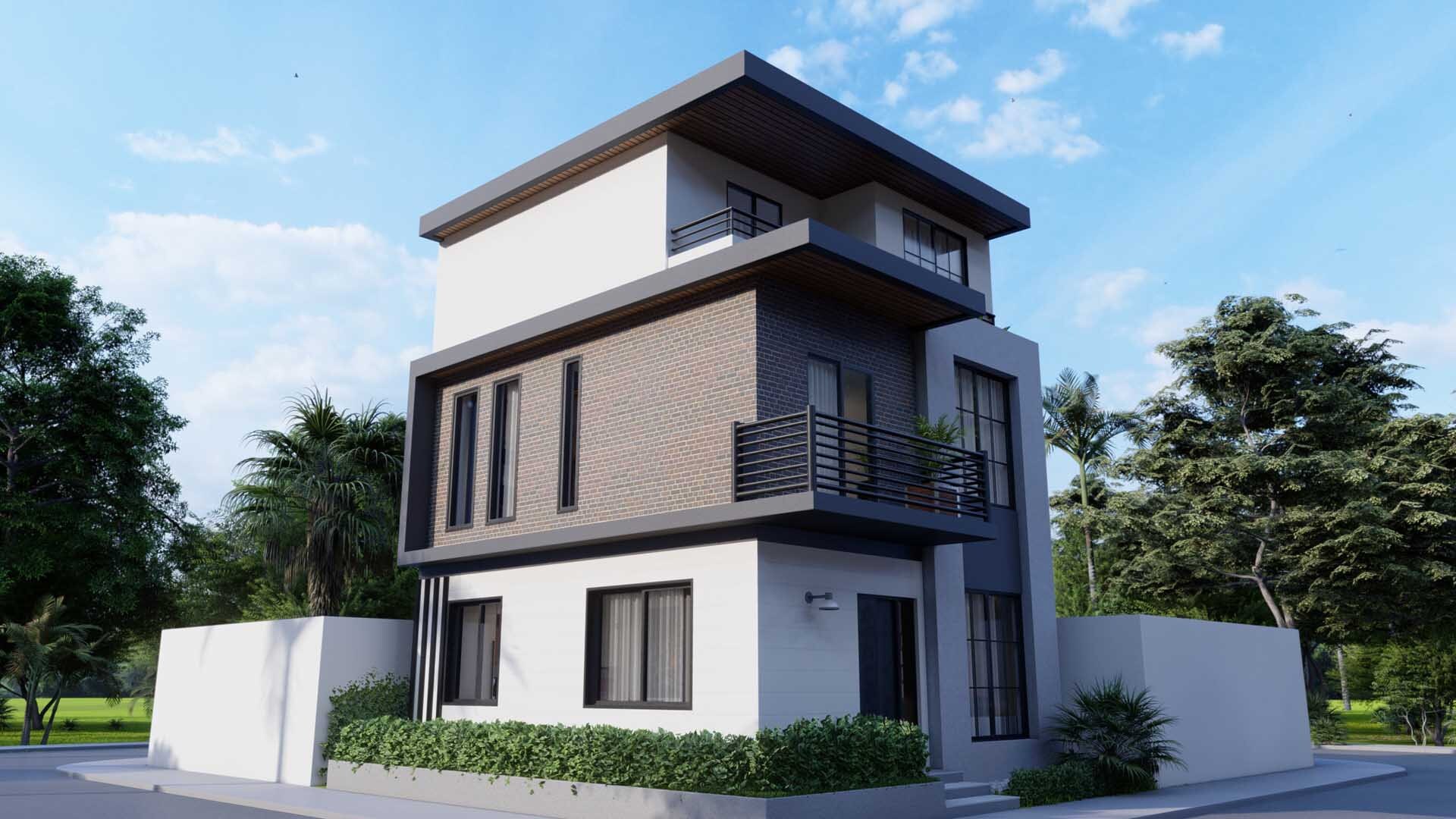 6x7 Meters Small House FLOORPLAN 4 Bedroom House Plan Modern House 3 ...