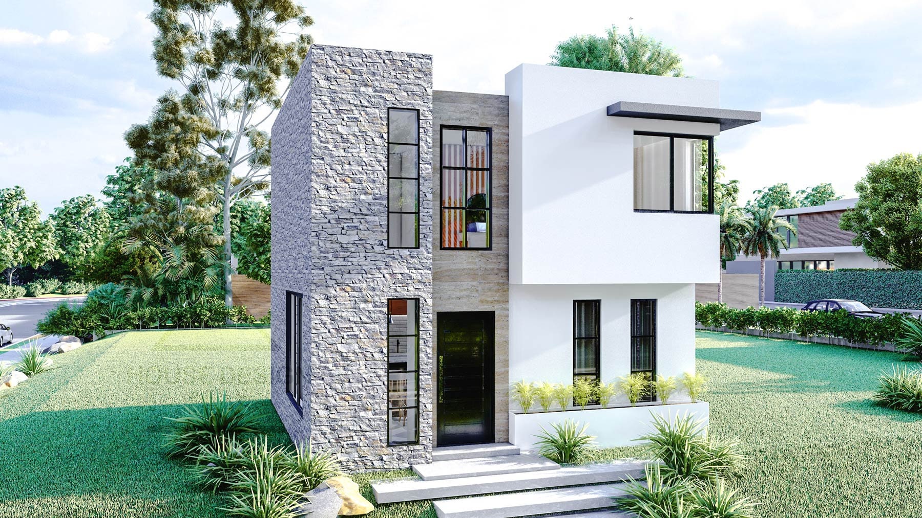 7x8 Meters Small House FLOORPLAN 4 Bedrooms House Plan Modern Small ...