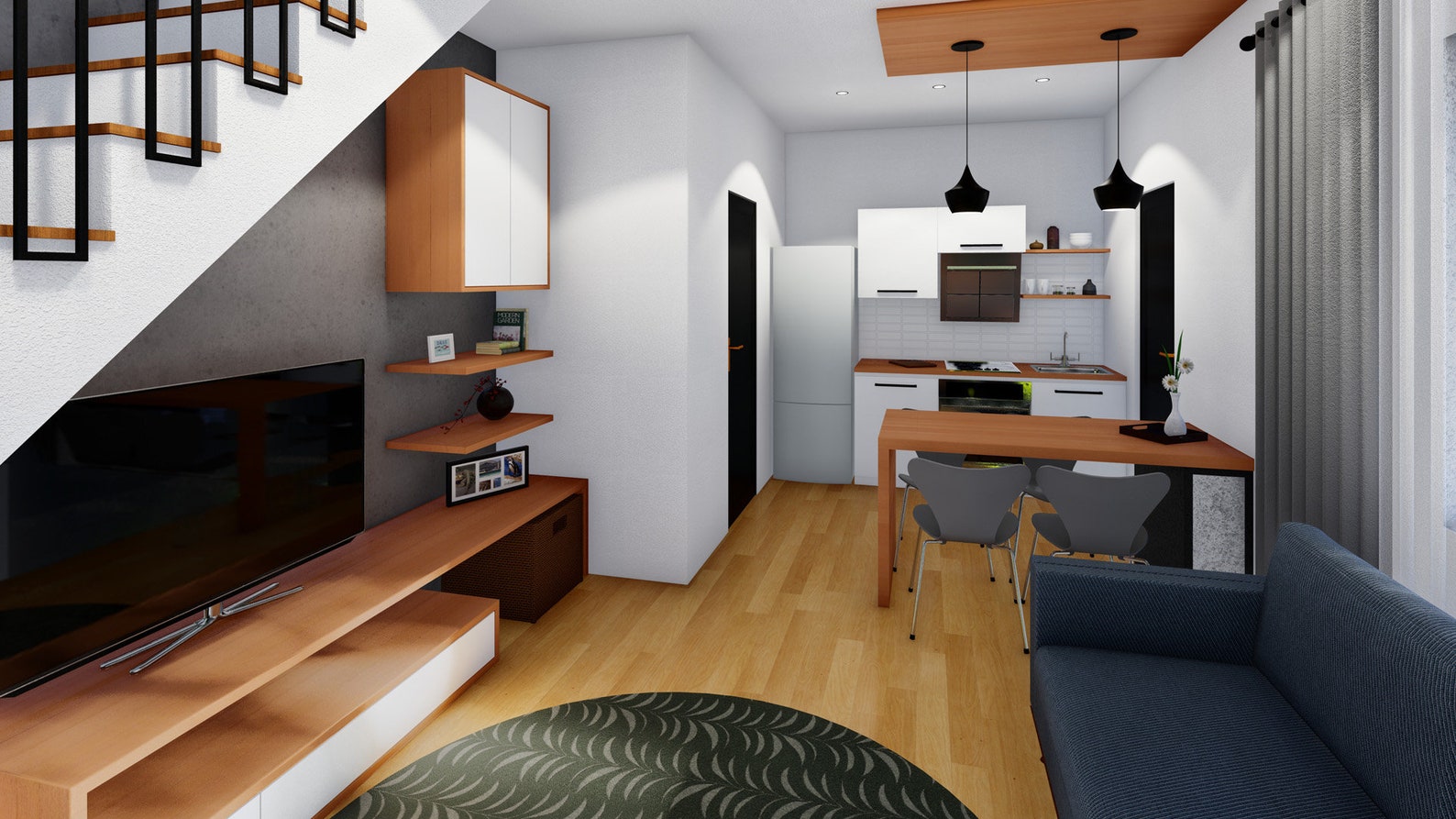 4x7 Meters Small House FLOORPLAN 2 Bedrooms House Plan Modern Small ...