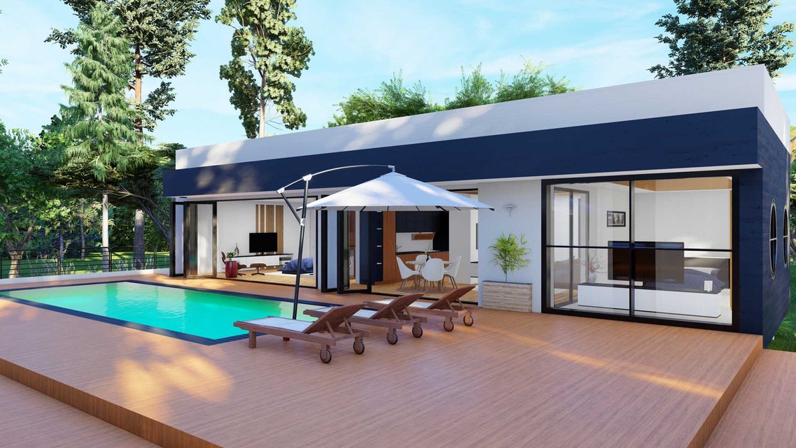 6x16 Meters Modern House FLOORPLAN 2 Bedrooms House Plan Modern Small ...