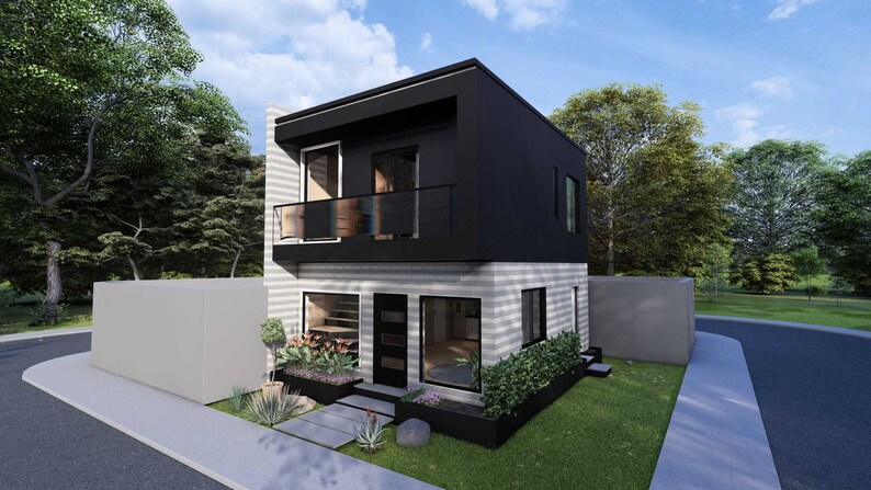 6x7 Meters Small House FLOORPLAN 2 Bedrooms House Plan Modern Small ...