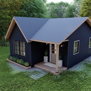 7x9 Meters Cabin House FLOORPLAN 2 Bedrooms House Plan Tiny House 1 ...