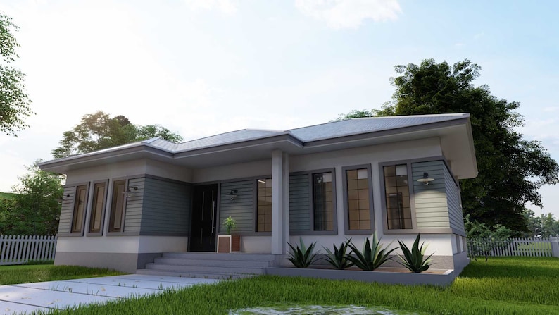 8x12 Meters Small House FLOORPLAN 3 Bedrooms House Plan Modern House 1 ...