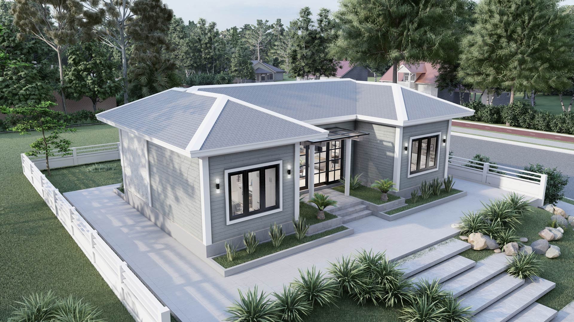 7x13 Meters Small House FLOORPLAN 3 Bedrooms House Plan Modern Small ...