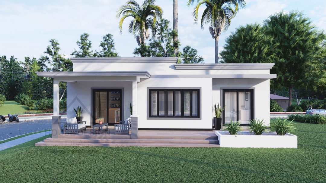 9x12 Meters Small House FLOORPLAN 2 Bedrooms House Plan Modern House 1 ...
