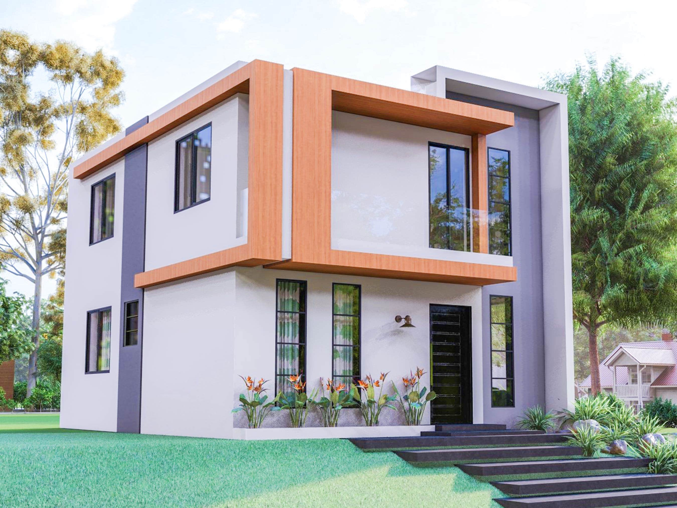 7x9 Meters Cabin House FLOORPLAN 3 Bedrooms House Plan Modern House 2 ...