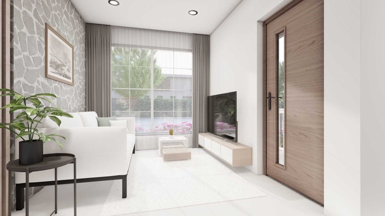 8x8 Meters Small House FLOORPLAN 2 Bedrooms House Plan Modern Small ...