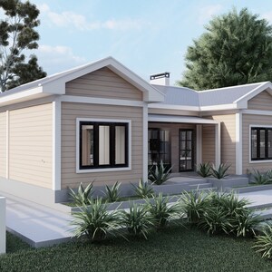 7x13 Meters Small House FLOORPLAN 3 Bedrooms House Plan Modern Small ...