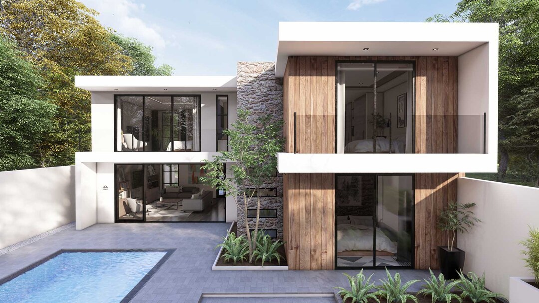 10x12 Meters Modern House FLOORPLAN 3 Bedrooms House Plan Modern House ...