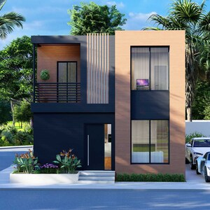 7x8 Meters Small House FLOORPLAN 3 Bedrooms House Plan Modern Small ...
