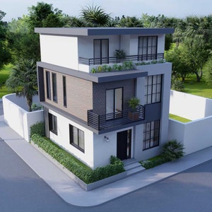 6x7 Meters Small House FLOORPLAN 4 Bedroom House Plan Modern House 3 ...
