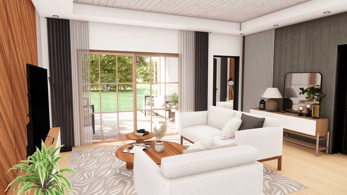 8x12 Meters Small House FLOORPLAN 2 Bedrooms House Plan Modern House 1 ...