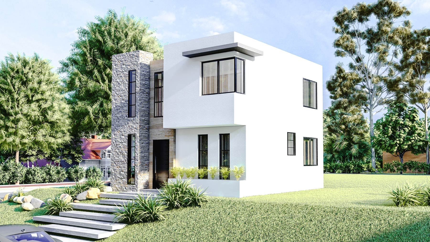 7x8 Meters Small House FLOORPLAN 4 Bedrooms House Plan Modern Small ...