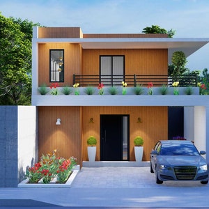 6x10 Meters House FLOORPLAN and ELEVATION 2 Bedroom House Plan Modern ...