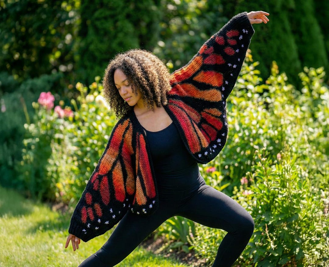 Buy Monarch Butterfly Cardigan Crochet Pattern | Oversized Wing Sweater ...