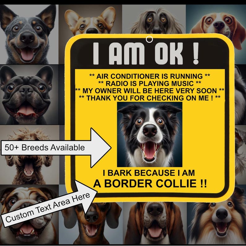 Custom Dog on Board OK Hanging Sign |use Your Pup Photo or Use Ours ...