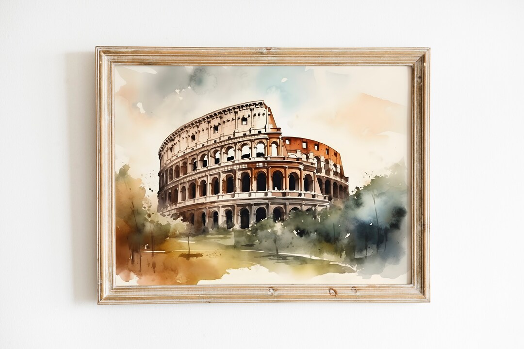 Roman Colosseum Watercolor Painting, Rome Wall Art Print, Italian Wall ...