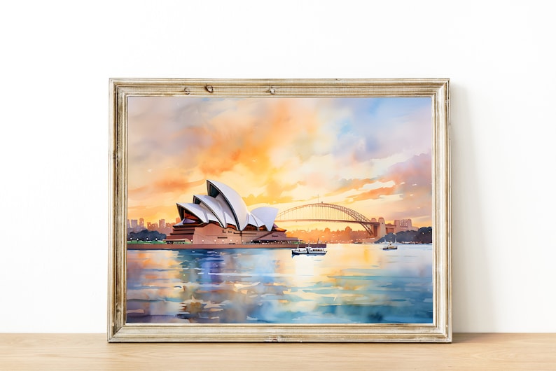 Sydney Opera House Watercolor Painting: Australian Art Souvenir ...