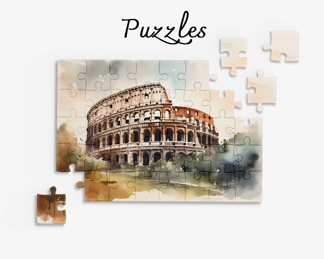 Roman Colosseum Jigsaw Puzzle: Watercolor Rome Art Souvenir - Etsy
