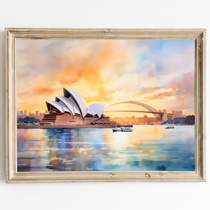 Sydney Opera House Watercolor Painting: Australian Art Souvenir ...