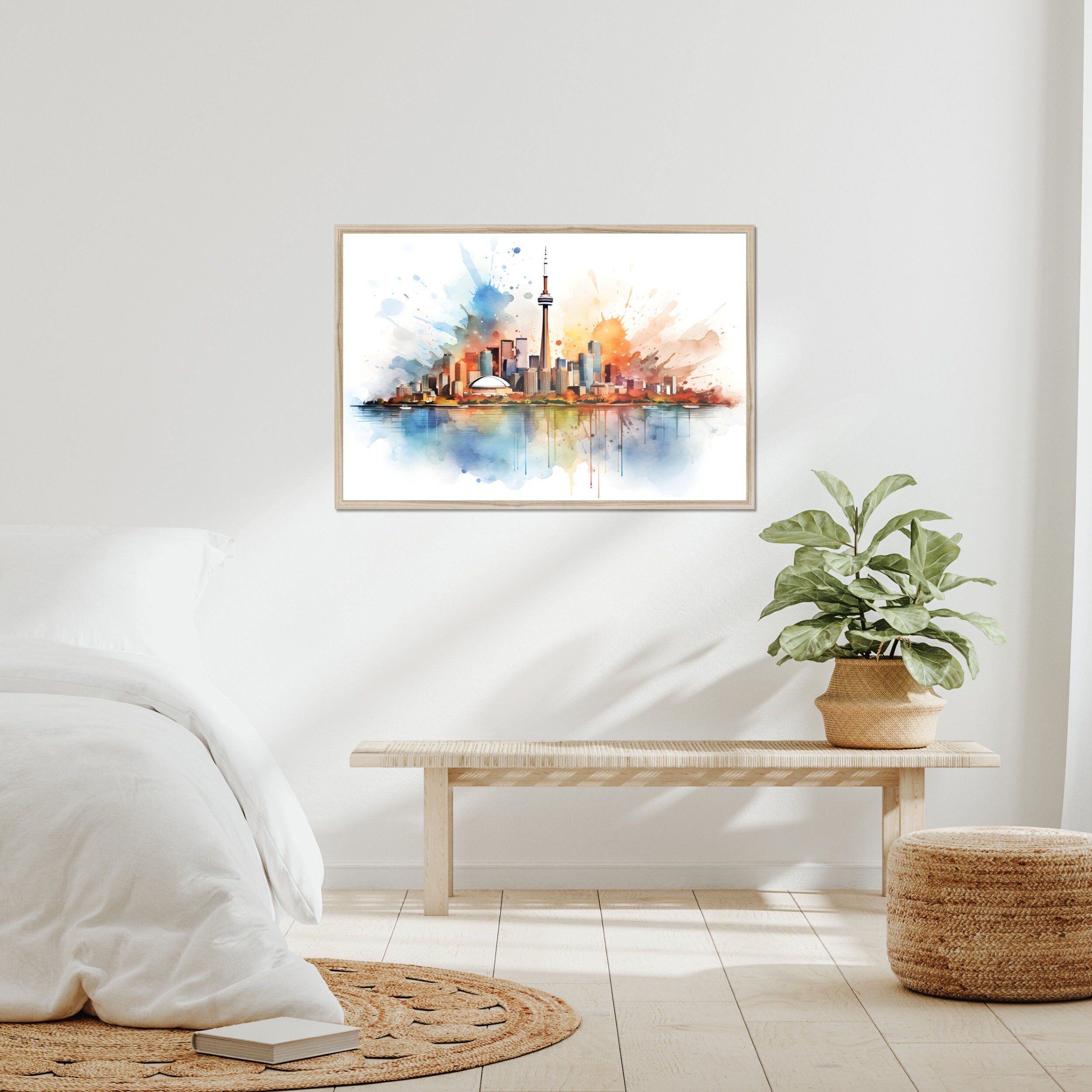 Toronto Skyline Painting, Canada Skyline Framed Canvas, Canadian ...
