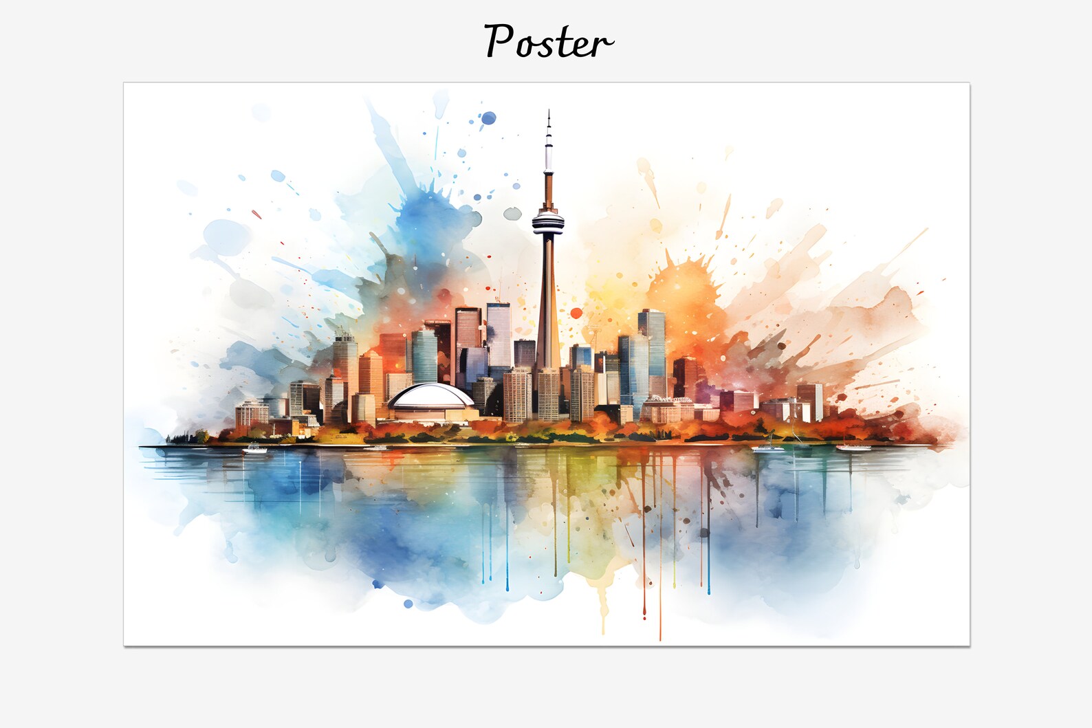 Toronto Skyline Painting, Canada Skyline Framed Canvas, Canadian ...