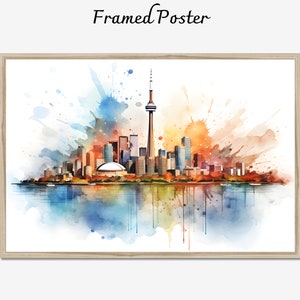 Toronto Skyline Painting, Canada Skyline Framed Canvas, Canadian ...