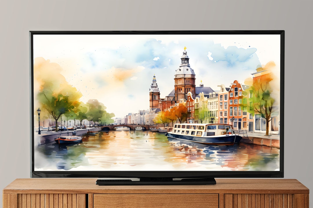 8K Amsterdam Canals Samsung Frame TV Art, Watercolor Art for Frame Tv ...