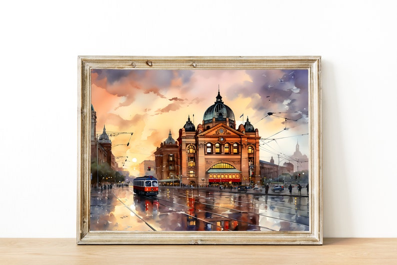 Melbourne Flinders Street Station Watercolor Art Print: Australia ...