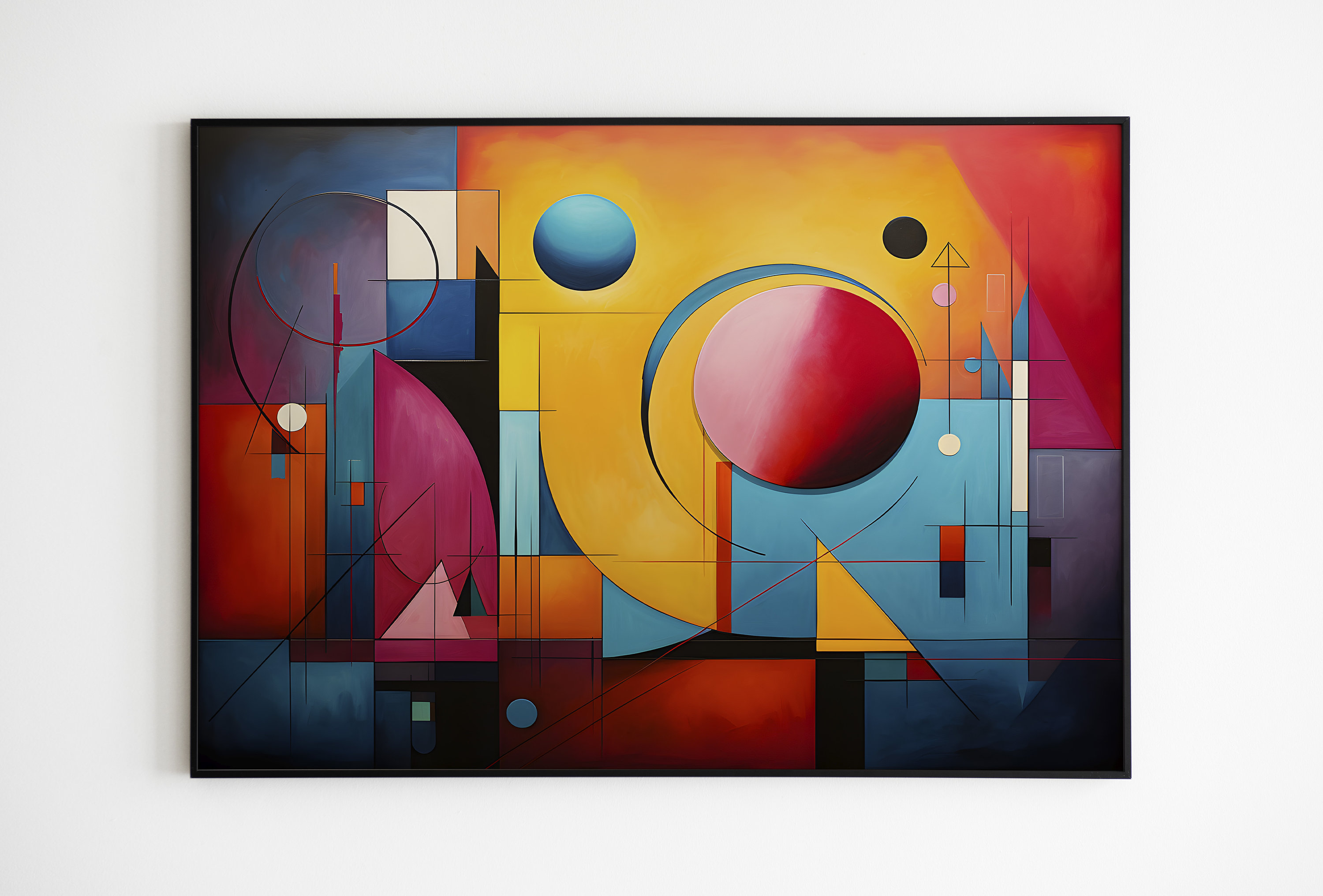 Abstract Geometric Shapes Painting, Colorful Wall Art, Multicolor ...